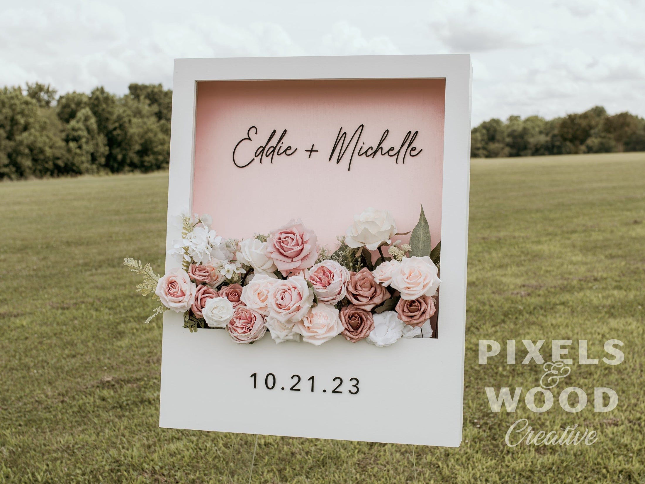 Polaroid Style Flower Box Welcome Sign – Pixels and Wood